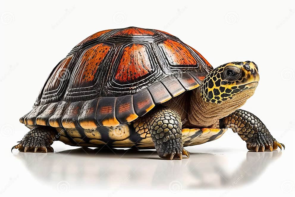 Red Back Turtle on a White Background Stock Illustration - Illustration ...