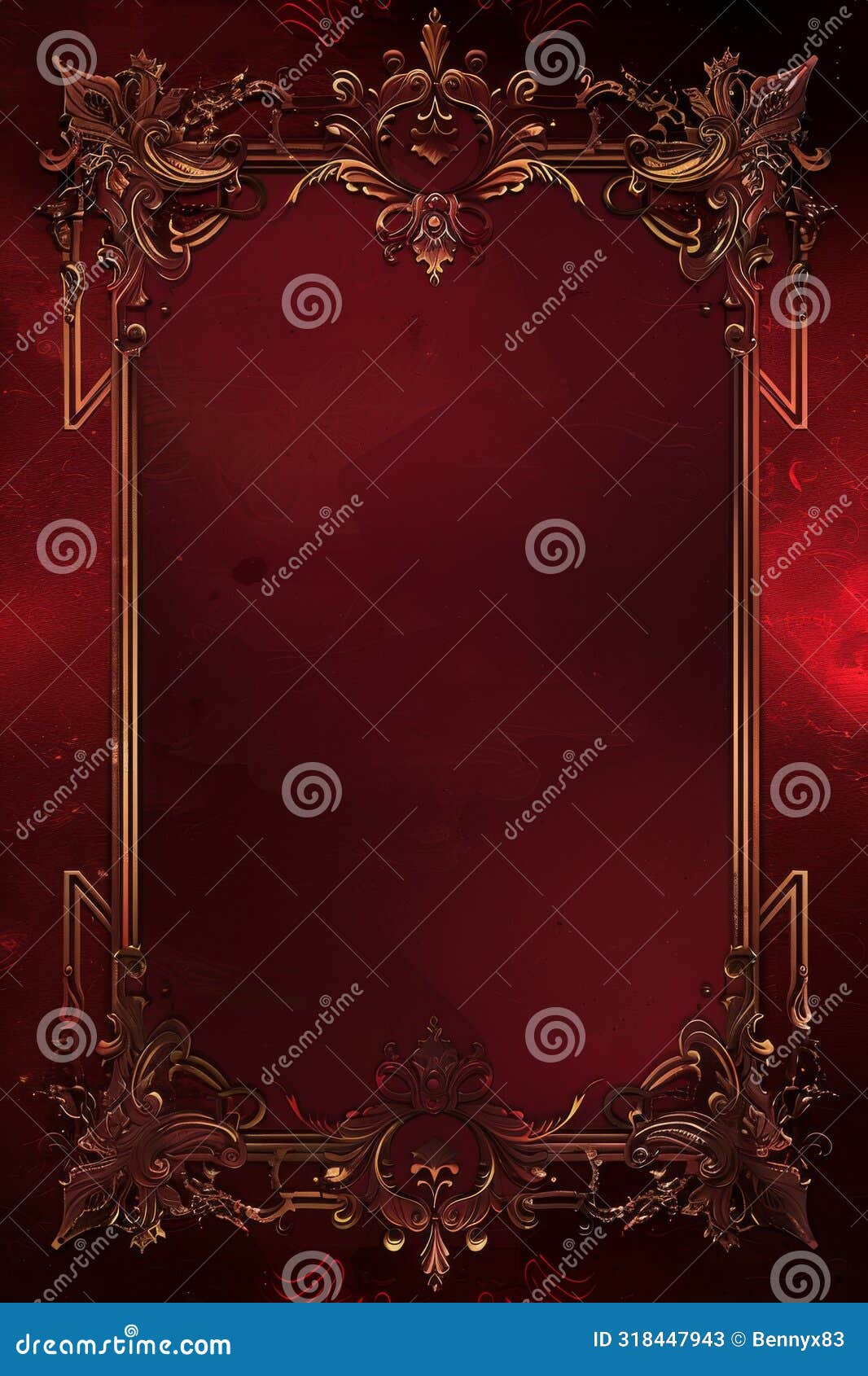Red Background with Gold Frame Stock Illustration - Illustration of ...