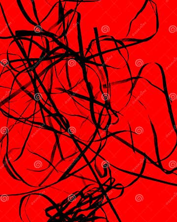 A Red Background with Black Tangled String. Stock Photo - Image of ...