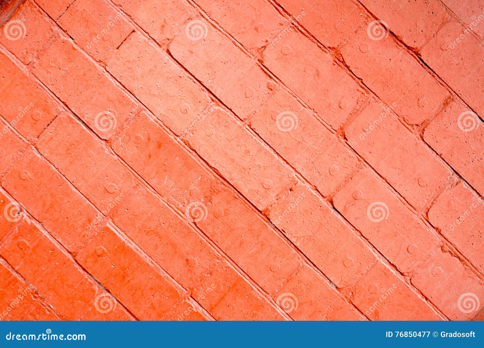 Red Background of Bricks on a Diagonal Image with a Layer of Paint ...