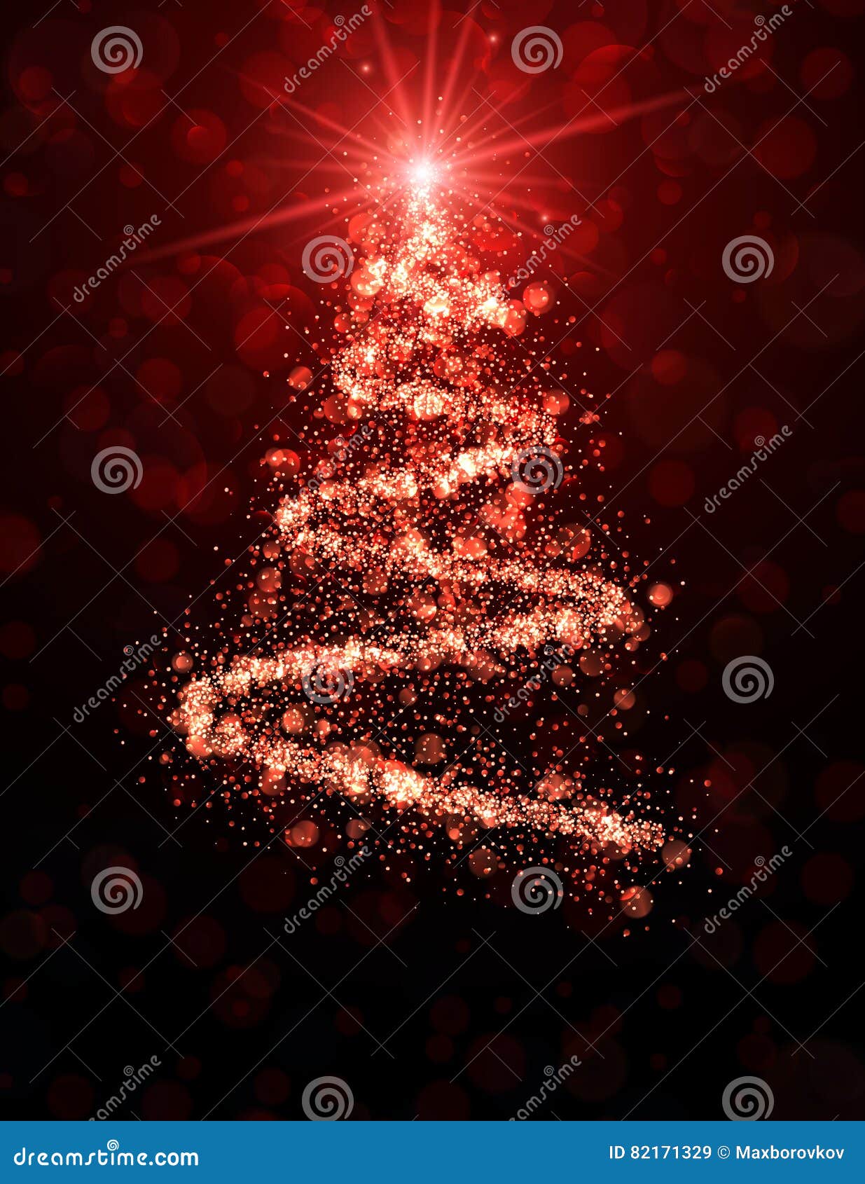 Red Background with Christmas Tree. Stock Vector - Illustration of ...