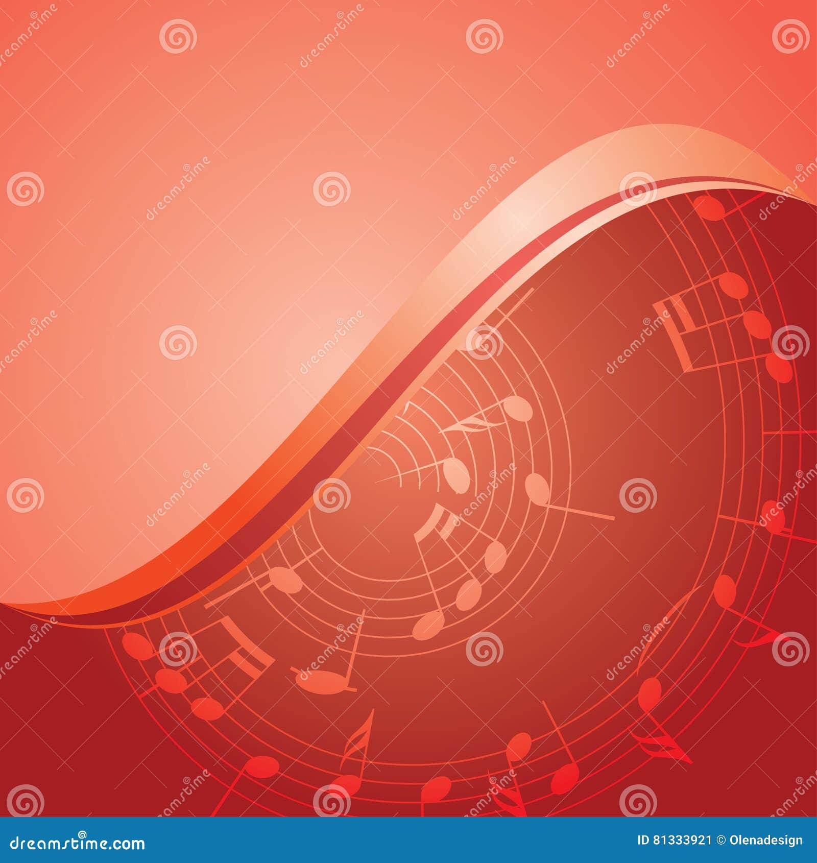 Red Background - Vector Curved Music Notes Stock Vector - Illustration ...