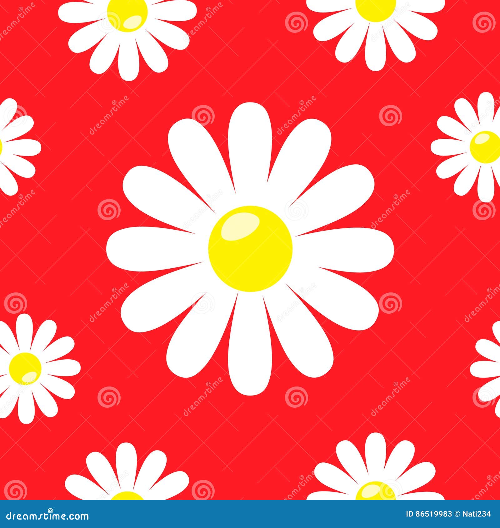 Red Background with Daisies. Stock Vector - Illustration of drawn ...