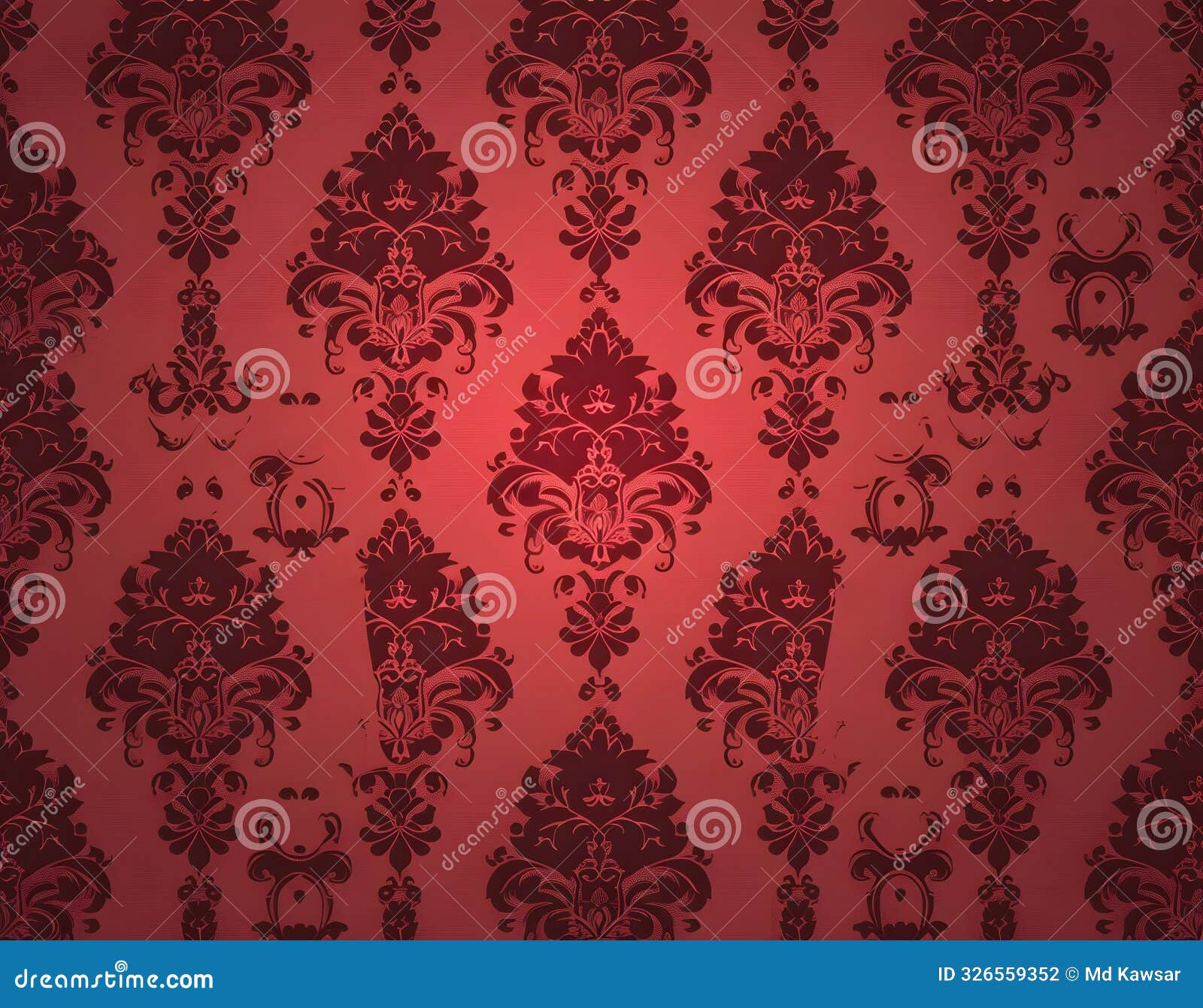 Seamless Red Damask Pattern Background Stock Illustration ...