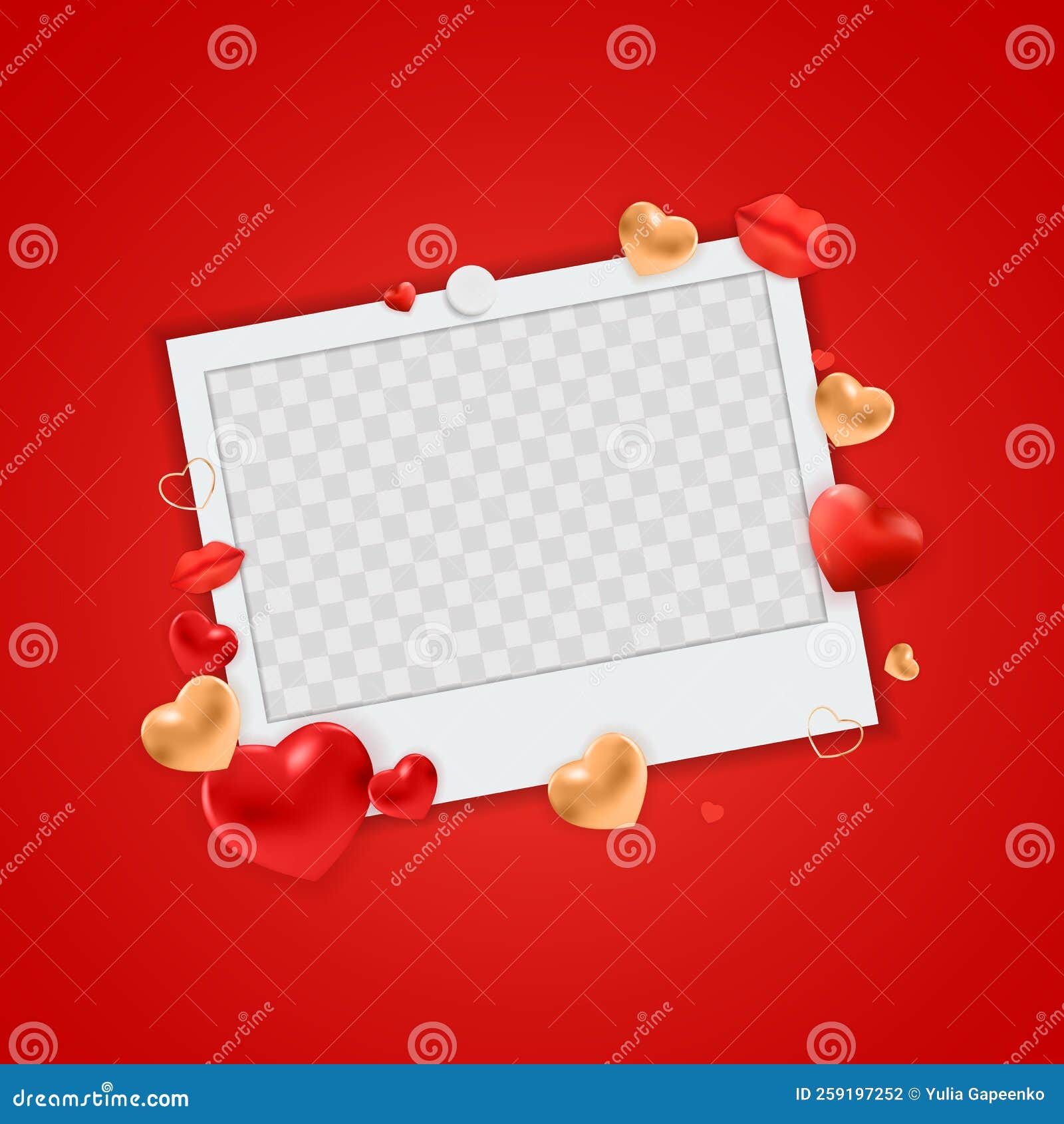 Red Background and Empty Frame for Valentine S Day. Vector Illustration ...