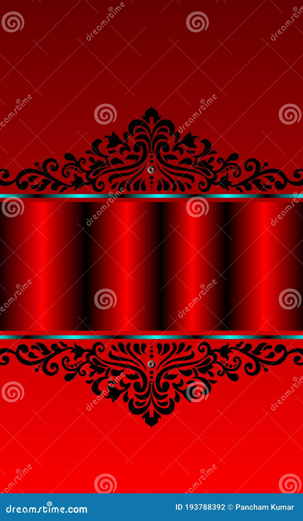 Red Background with Floral Black Borders. Stock Vector - Illustration ...
