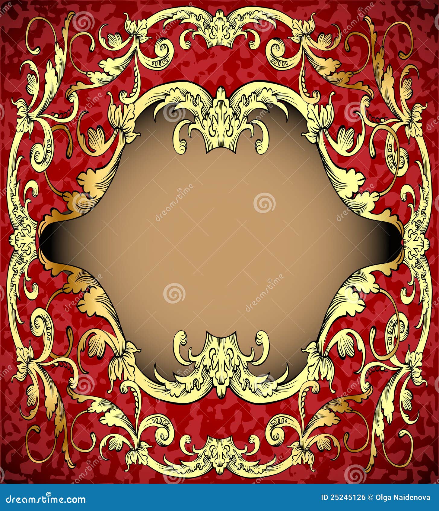 Red Background with Frame with Gold(en)(en) Sample Stock Illustration ...