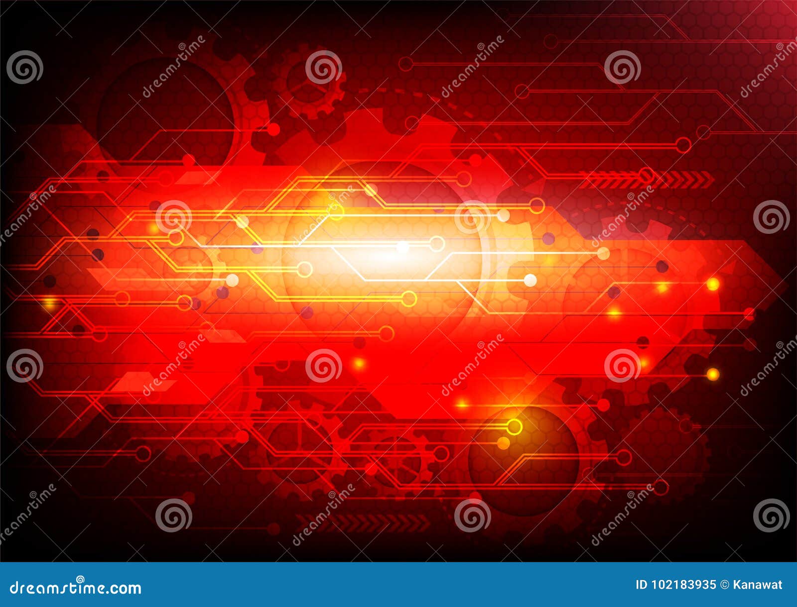 Red Background and Gears Abstract Technology. Vector Illustration Stock ...