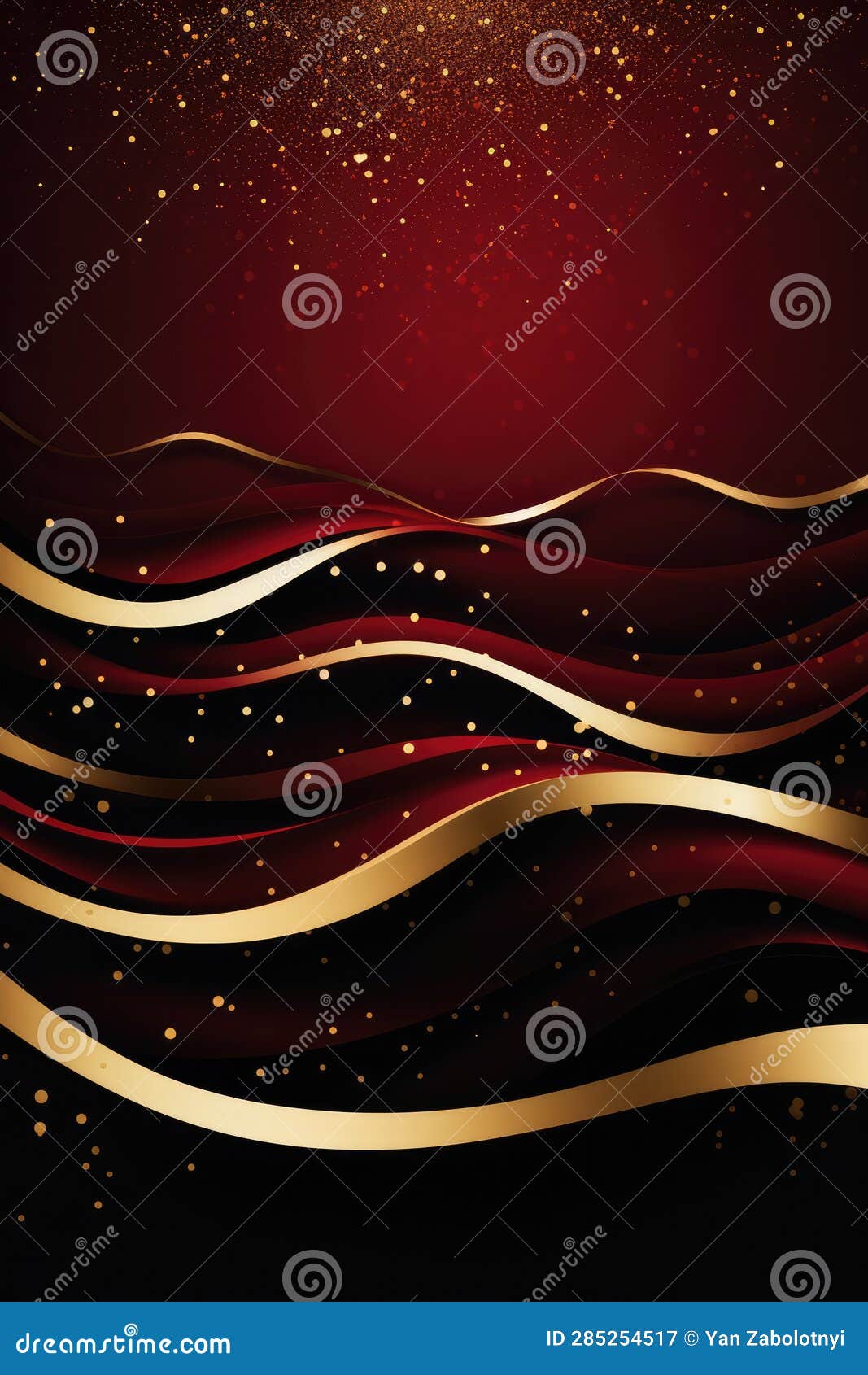 A Red Background with Gold Lines and Stars Stock Illustration ...