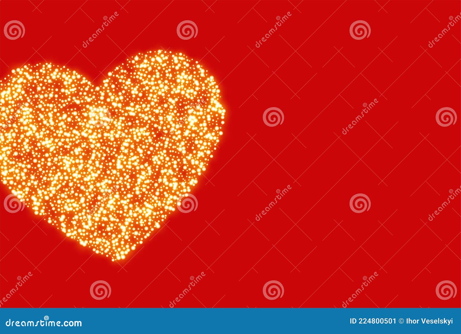 Red Background with Golden Glitter Heart Design Stock Vector ...