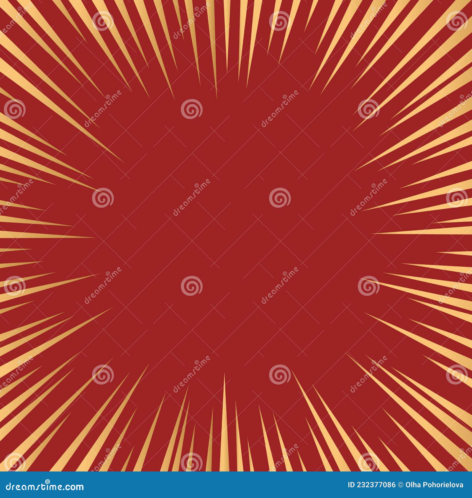 Red Background with Golden Rays. Comic Background in Flat Style Stock ...