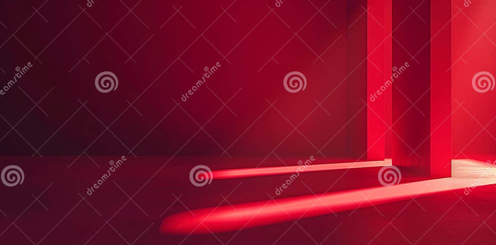 Abstract Red Room with Light and Shadow Stock Illustration ...