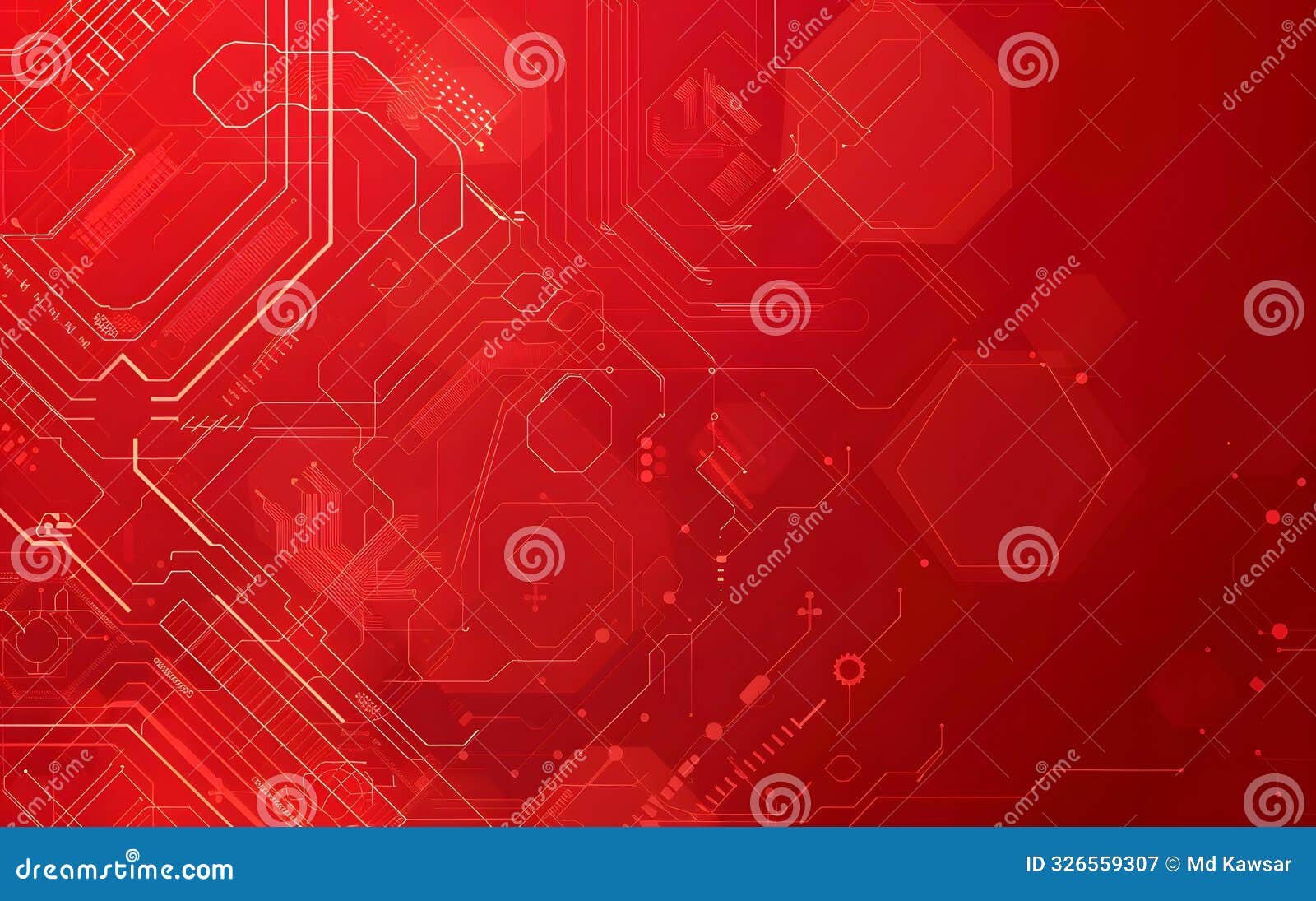 Red Gradient Technology Circuit Board Background Stock Illustration ...