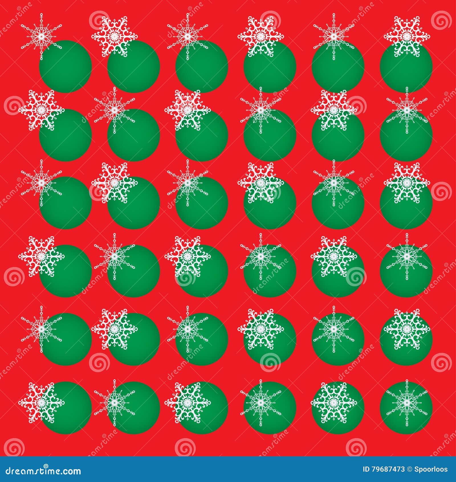 Red Background Green Circles Snowflakes Stock Vector - Illustration of ...