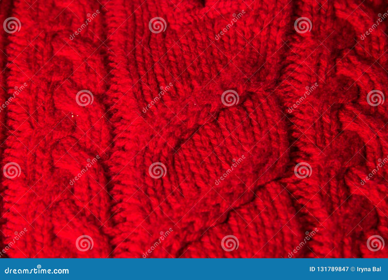 Red Background of Knitted Texture of Thick Thread, Braids and Straight ...