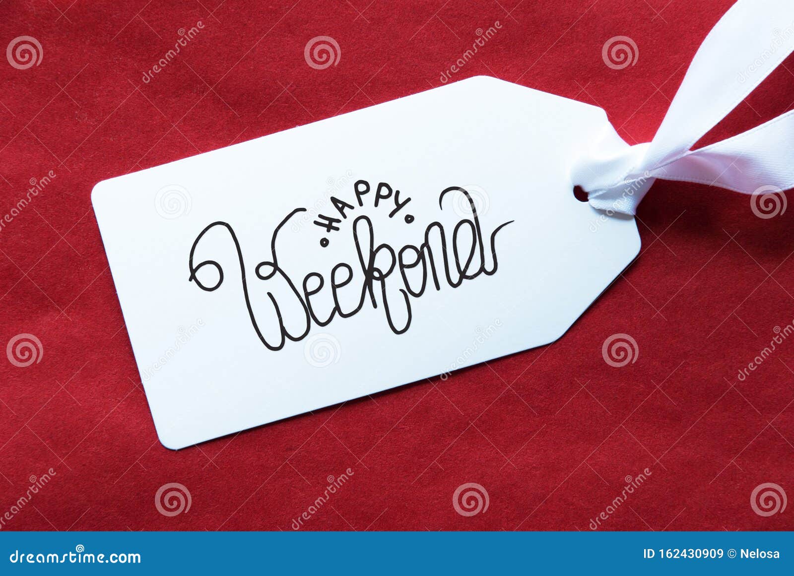 Red Background, Label with Text Happy Weekend Stock Image - Image of ...