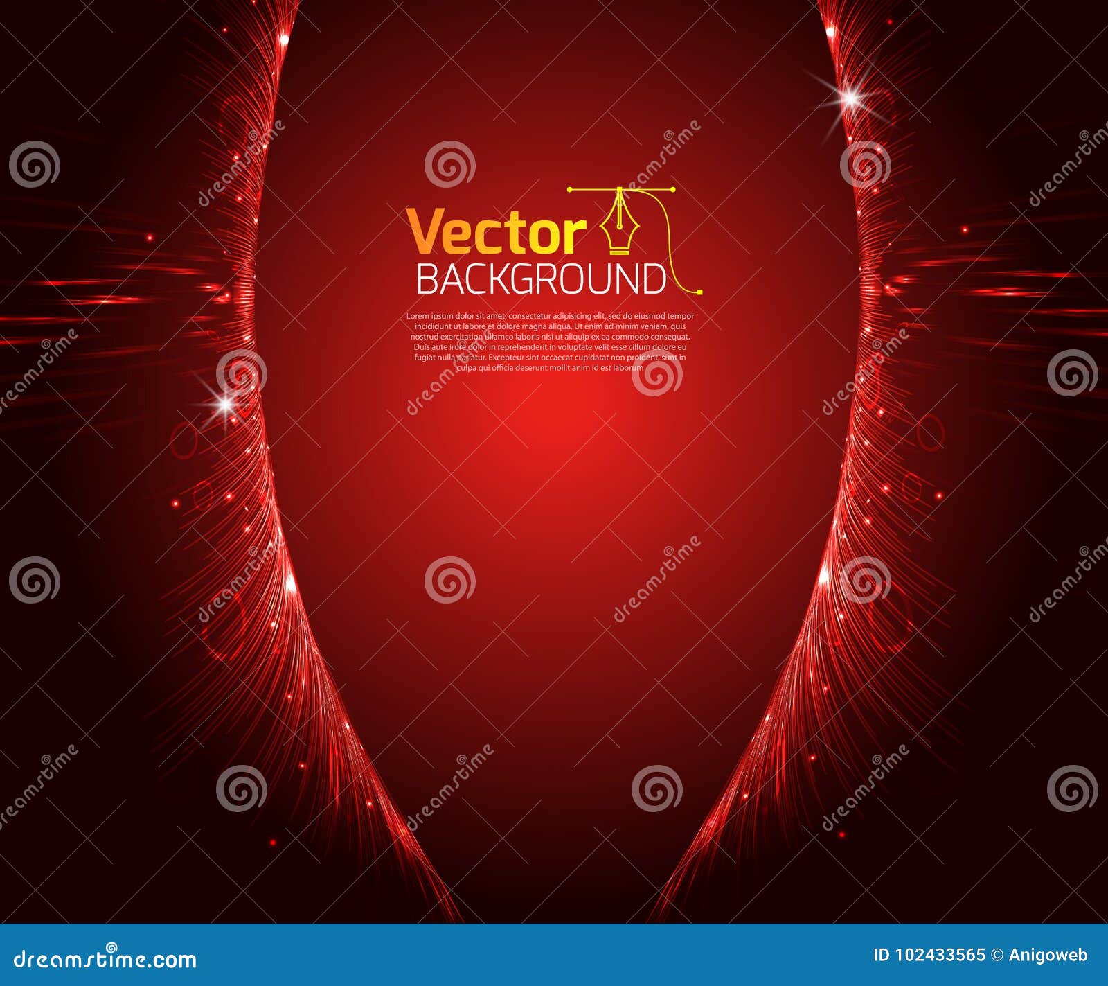 Red Background of Luminous Lines Stock Illustration - Illustration of ...