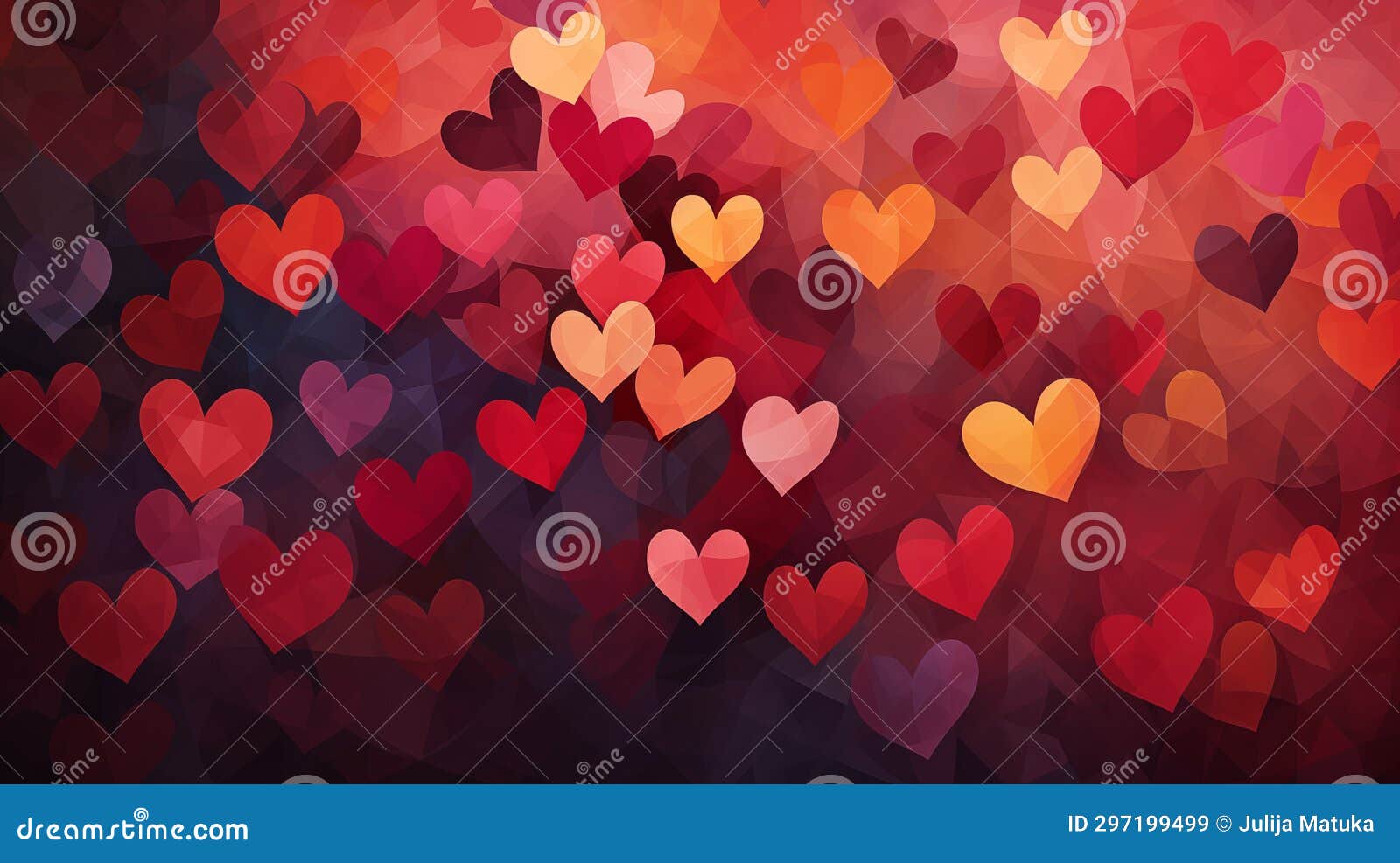 On a Red Background, Multiple Hearts in Assorted Sizes and Shapes are ...