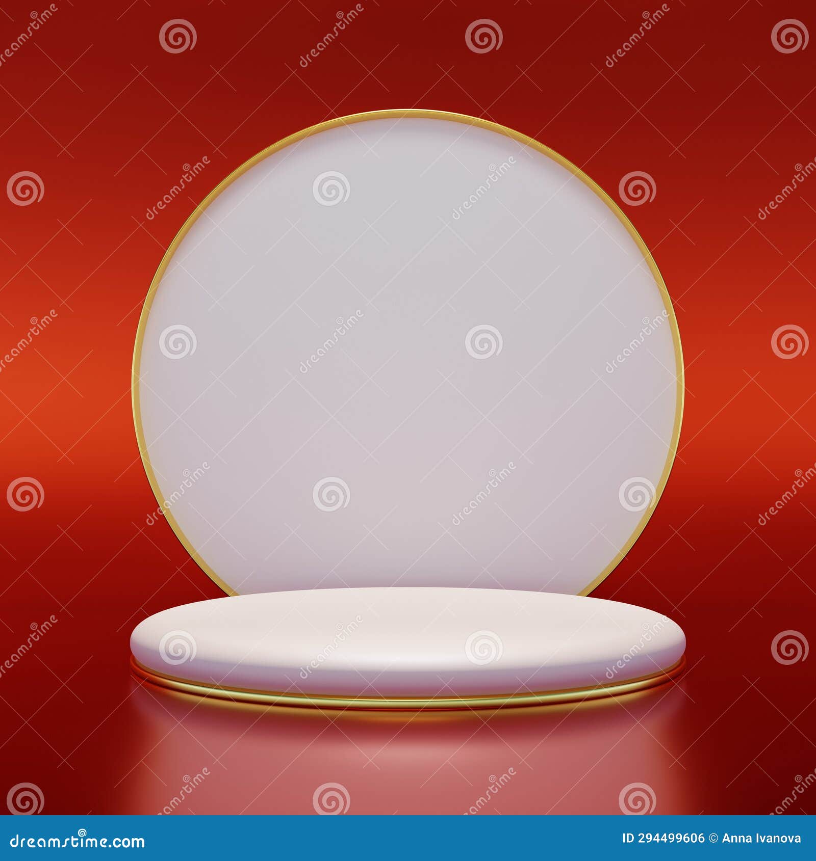 Red Background Round Podium for Cosmetic Product, Object. Empty ...