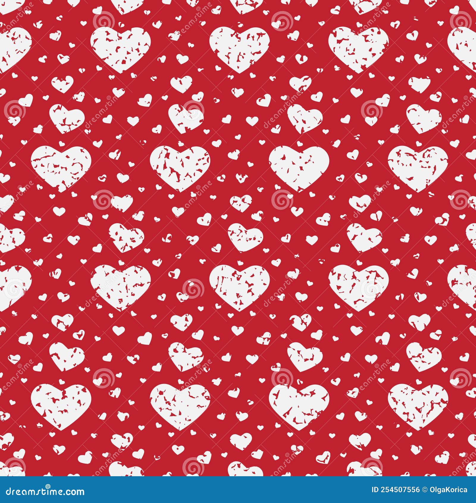 Red Background Seamless Pattern with Heart Repeating Stock Illustration ...