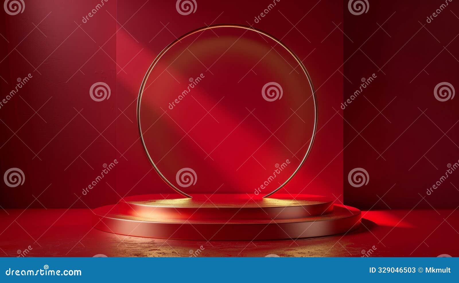 Red Podium Stage with Circular Product Display in Studio Setting Stock ...