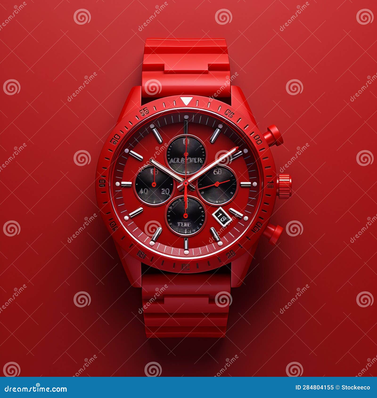 Luxurious Red Swatch Watch with Realistic Vray Tracing Rendering Stock ...
