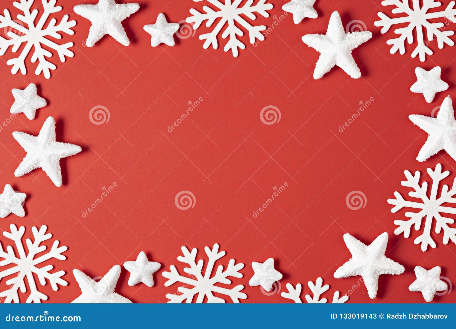 Red Background with Snowflakes in Border. Copy Space for Text Stock ...