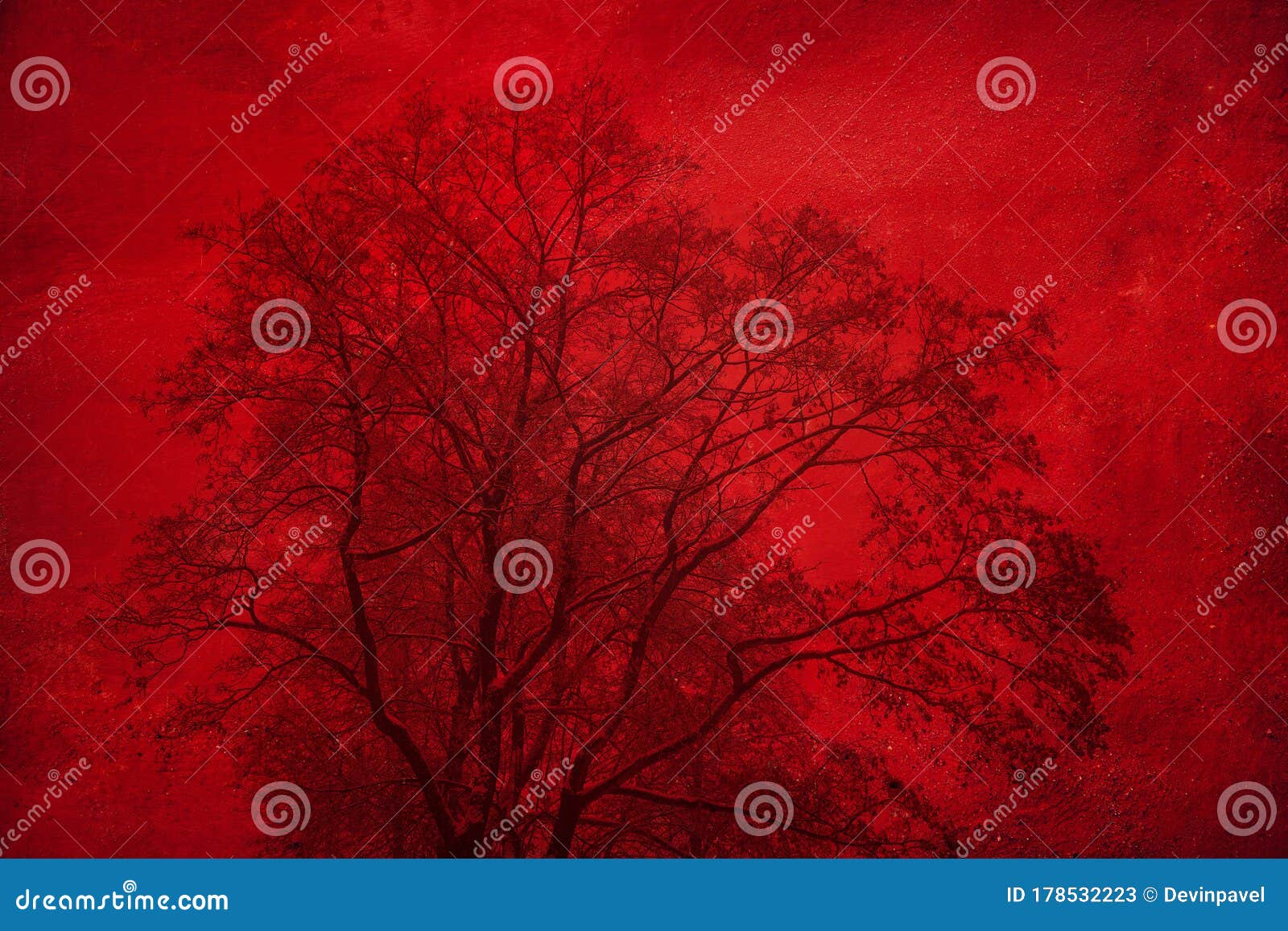 Red Background with a Tree Silhouette Stock Image - Image of bunch ...