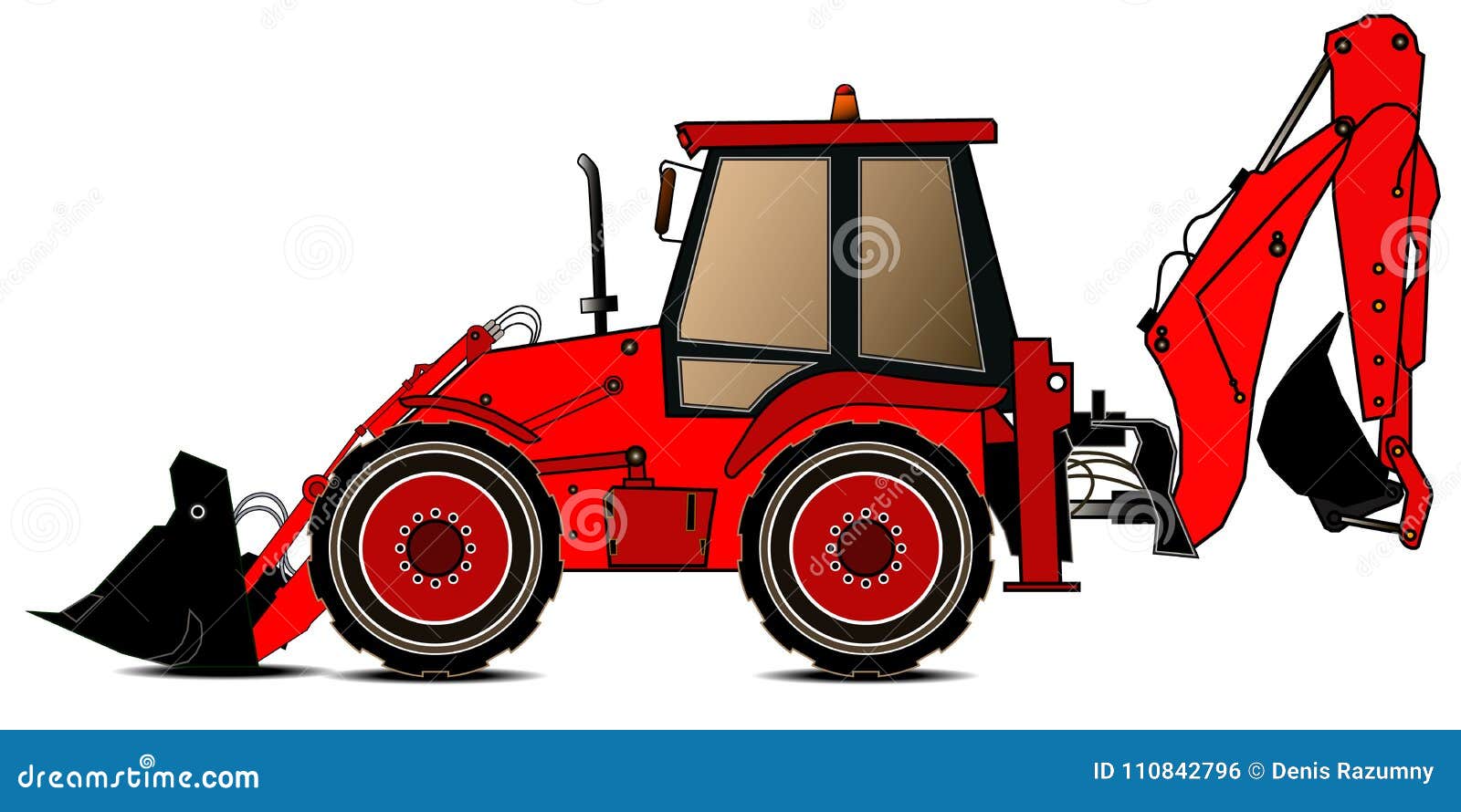 Red Backhoe Loader on a White Background. Construction Machinery ... Red Backhoe Loader on a White Background. Construction Machinery ...