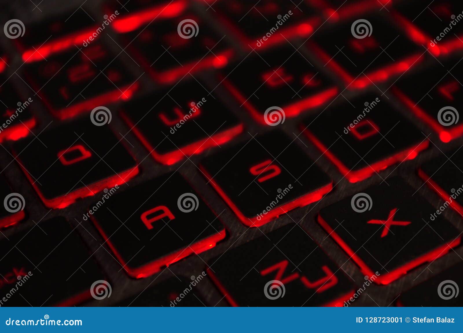 Red Backlight, Backlit on Laptop or Keyborad Computer of Gaming in the ...