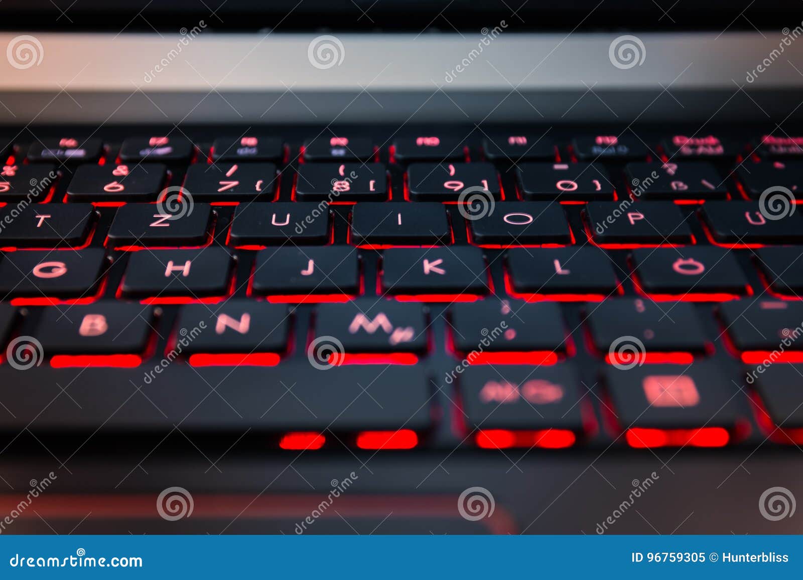 Red Backlit Computer Gaming Keyboard Action Gamer Equipment Cont Stock ...
