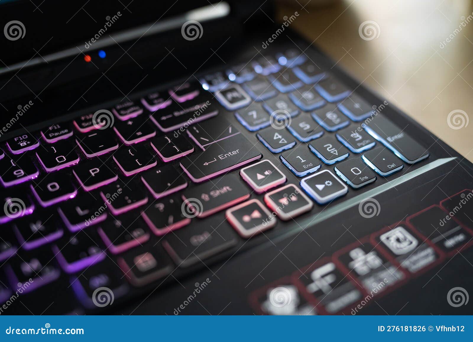 Color Backlit Keyboard Close Up. Gaming Laptop. Stock Photo - Image of ...