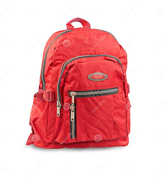 Red Backpack Isolated on White Stock Image - Image of travel, storage ...