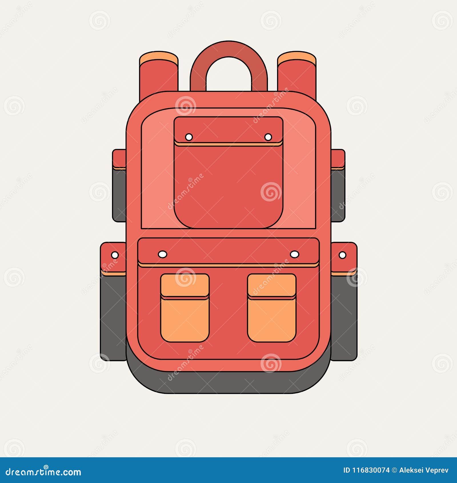 Red Backpack Isolated on White Background. Flat Style Trendy Modern ...