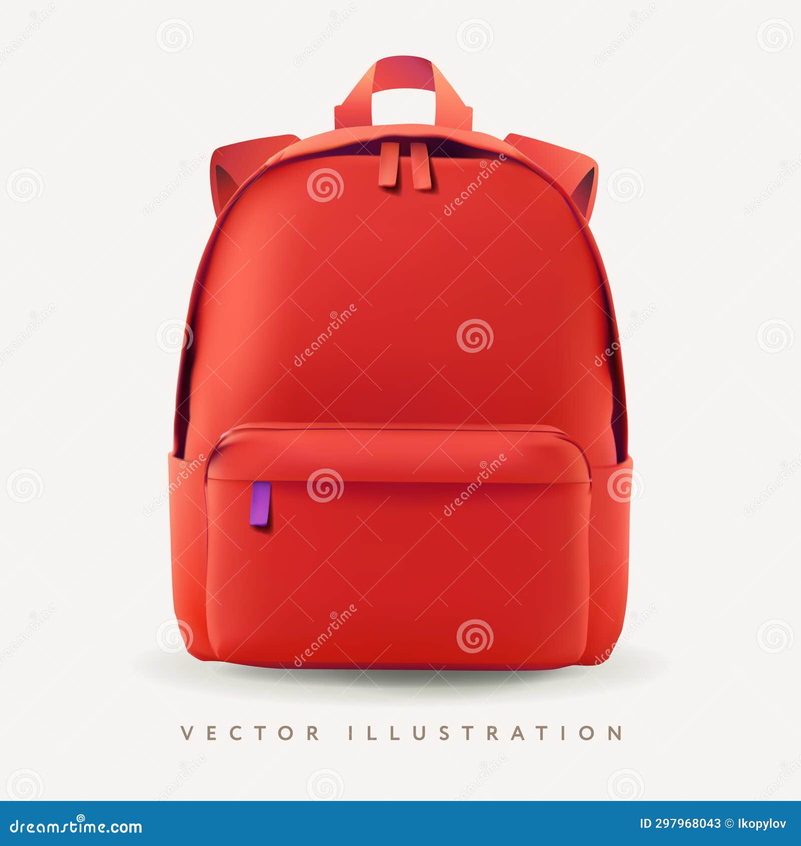 Red Backpack Mockup. School Bag Template, Front View Stock Vector ...