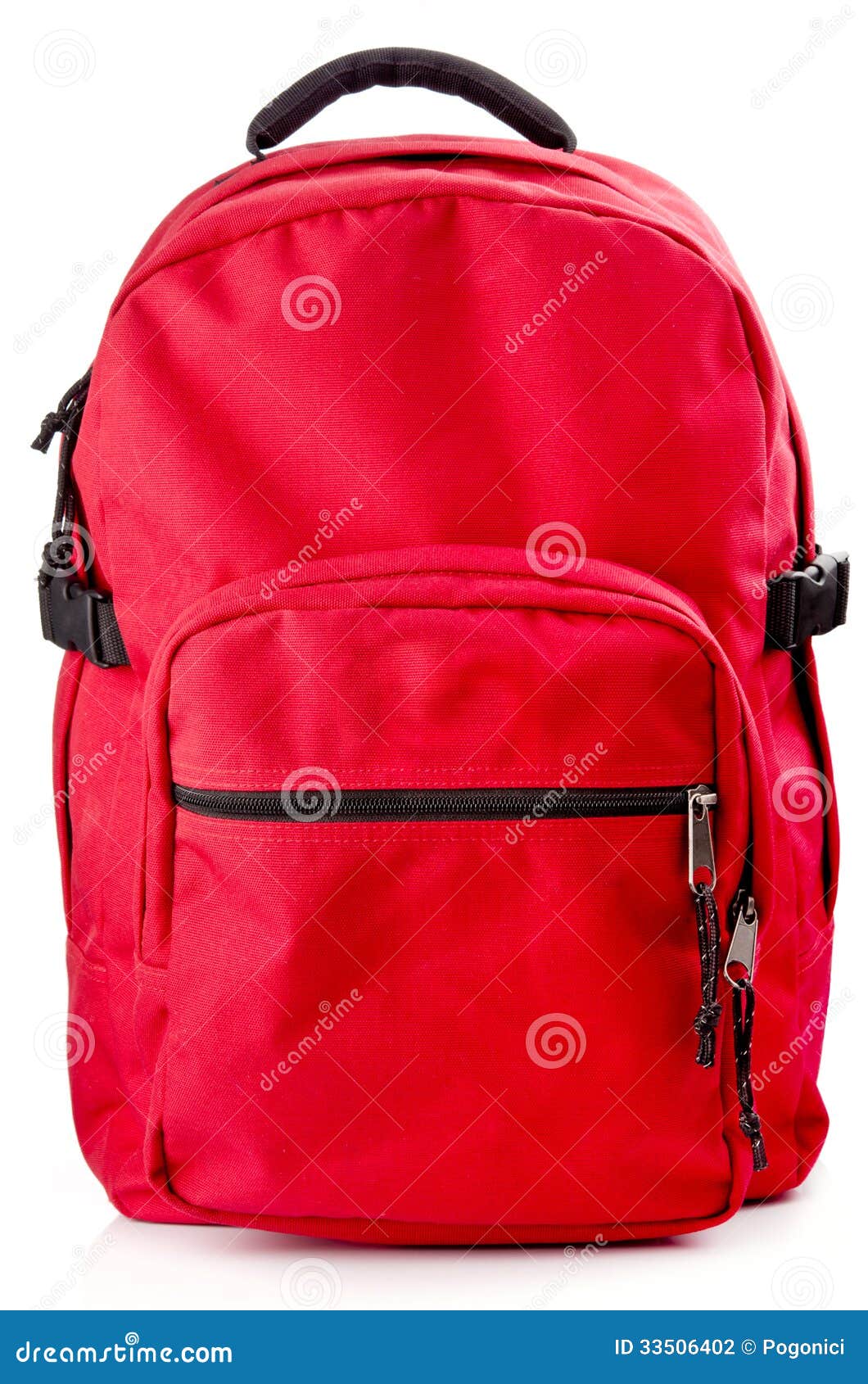 Red Backpack Standing on White Background Stock Photo - Image of ...