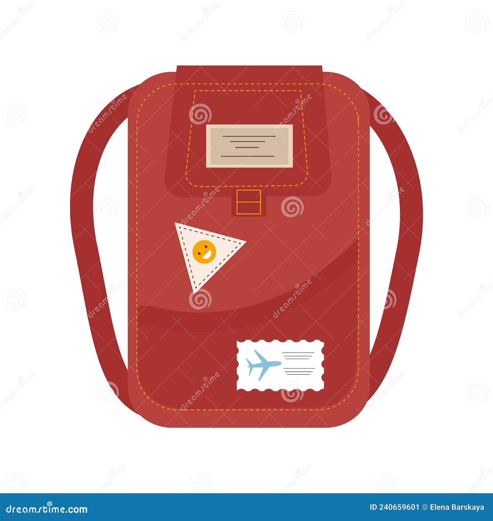 Red Backpack with Stickers on a White Background Stock Vector ...