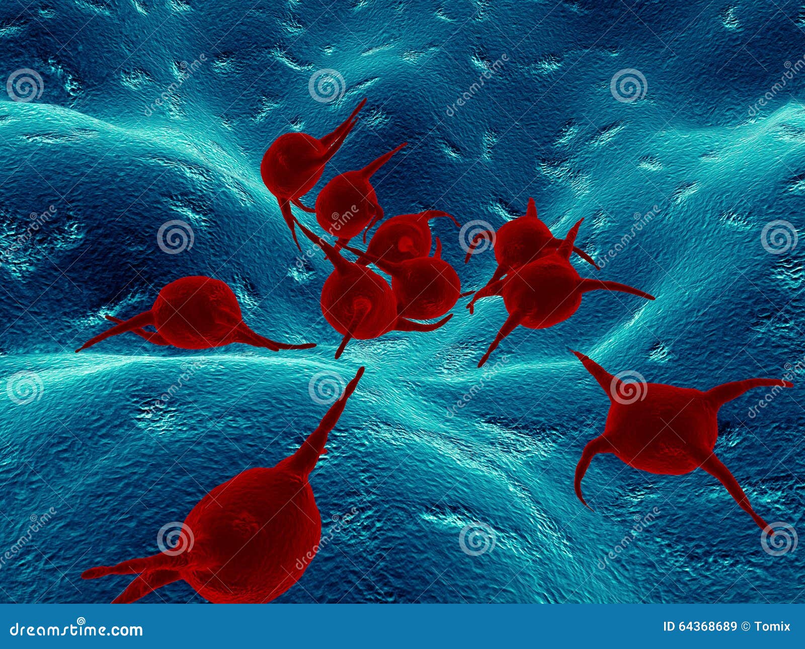 Red Bacteria - 3D Illustration Stock Illustration - Illustration of ...