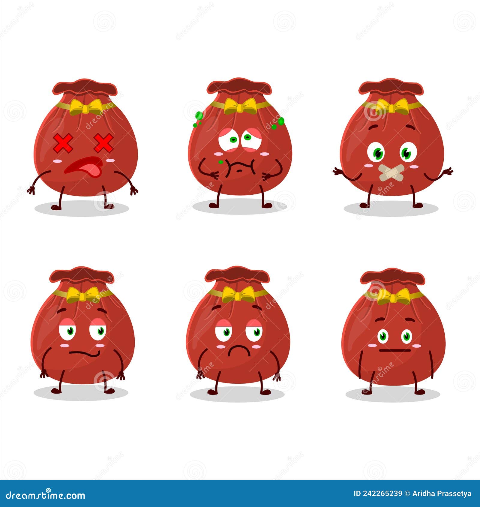 Red Bag Cartoon Character with Nope Expression Stock Vector ...