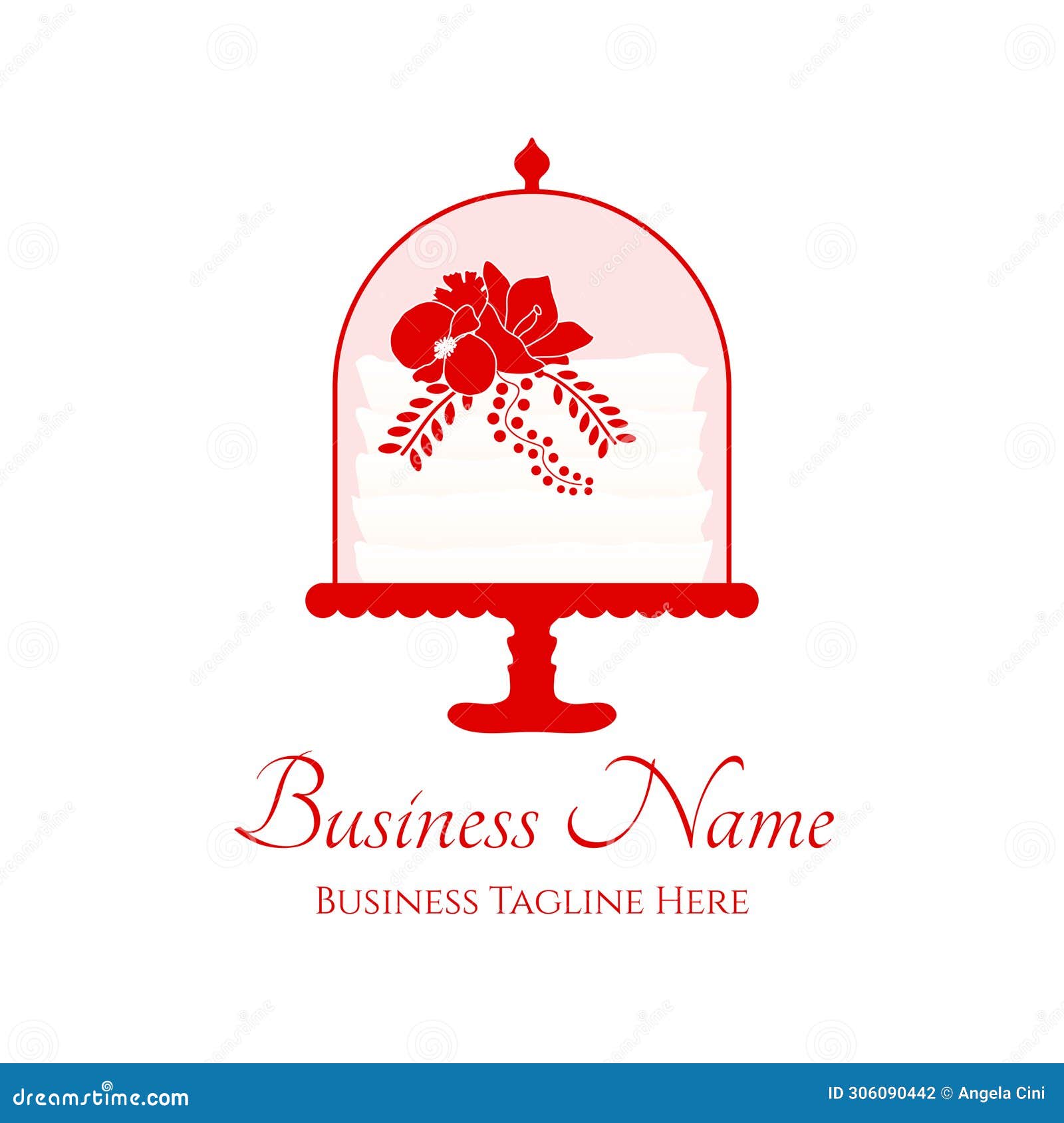Red Bakery Logo Design with a Cake Stock Illustration - Illustration of ...