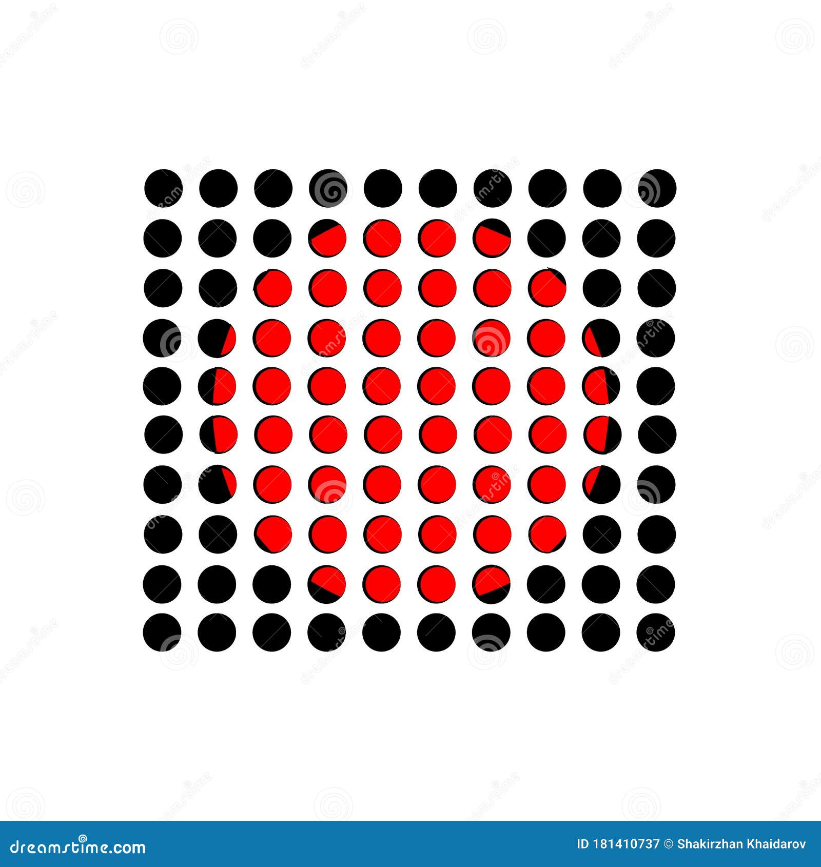 Red Ball Covered with Black Perforated Distorted Circles Stock Vector ...