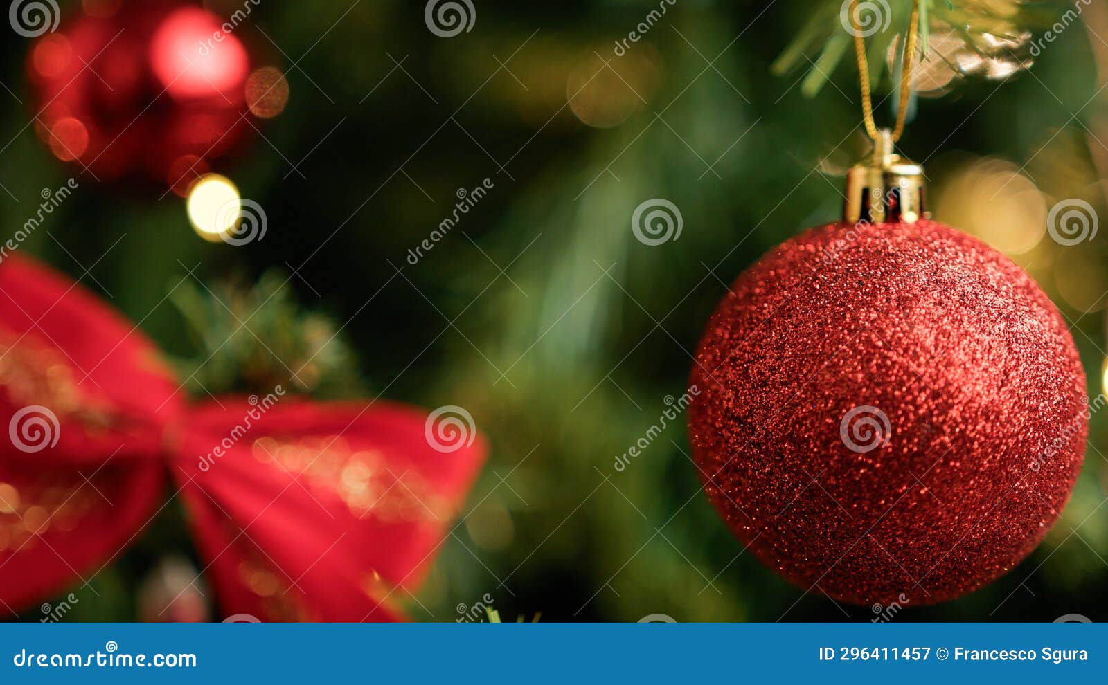 Red Ball Decorating a Chistmas Tree Stock Image - Image of gift ...