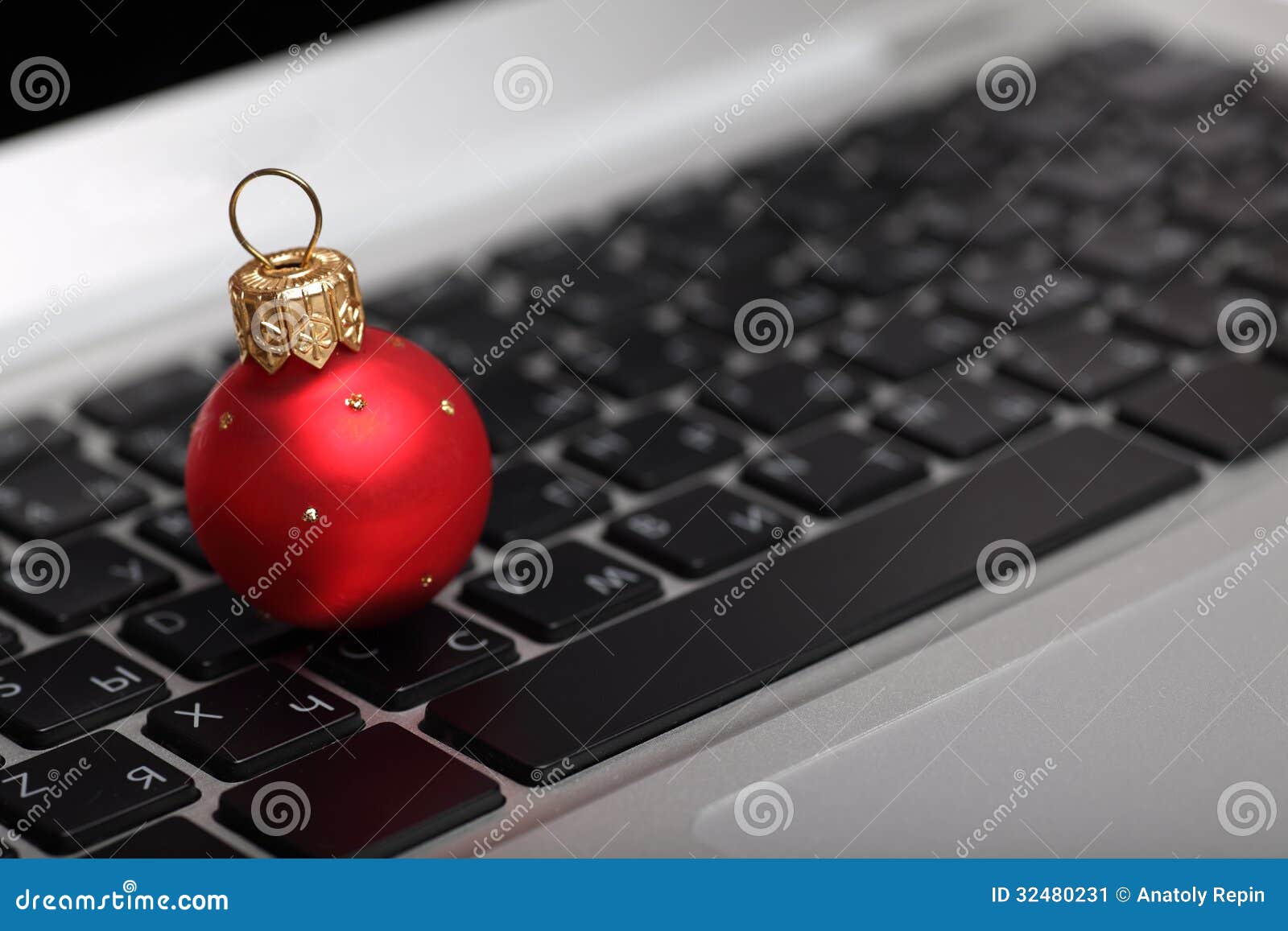 Red ball on the keyboard stock image. Image of shot, studio - 32480231