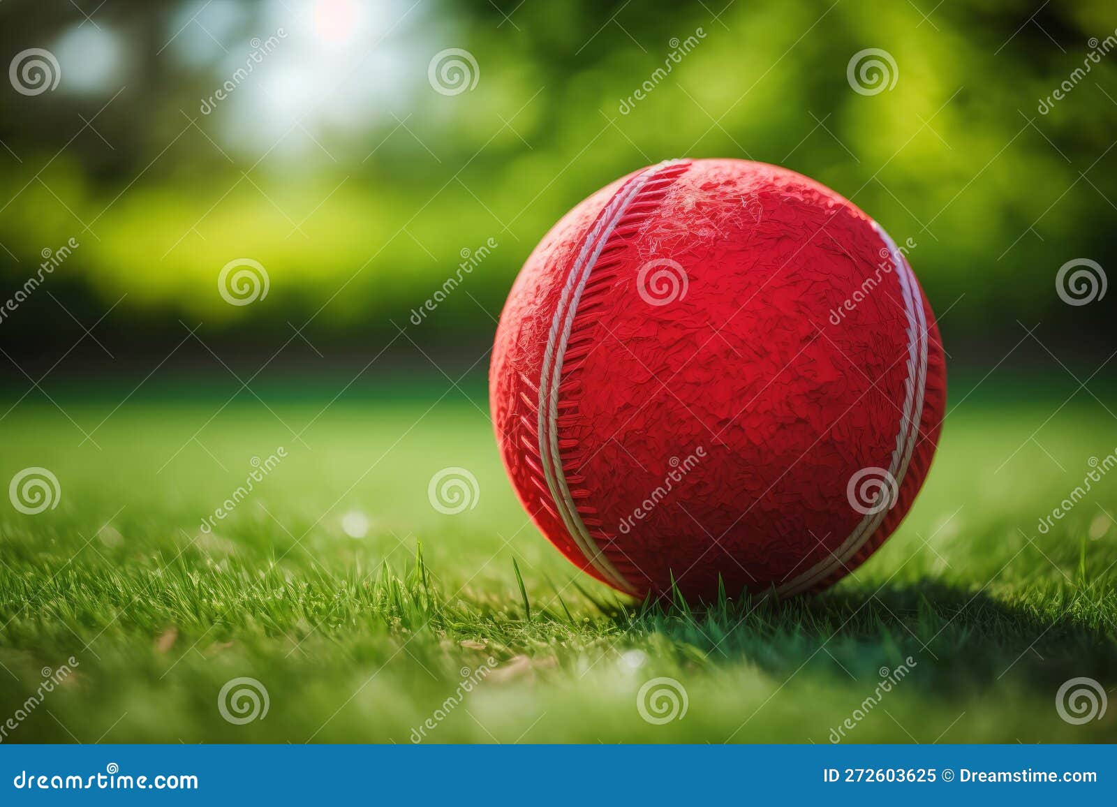 Red Ball on the Park Green Lawn Generative AI Stock Illustration ...