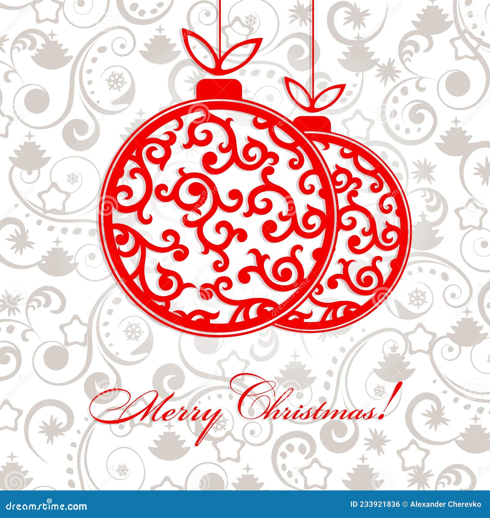 Red Ball with a Pattern on a Pendant, Christmas Gorgeous Card with ...