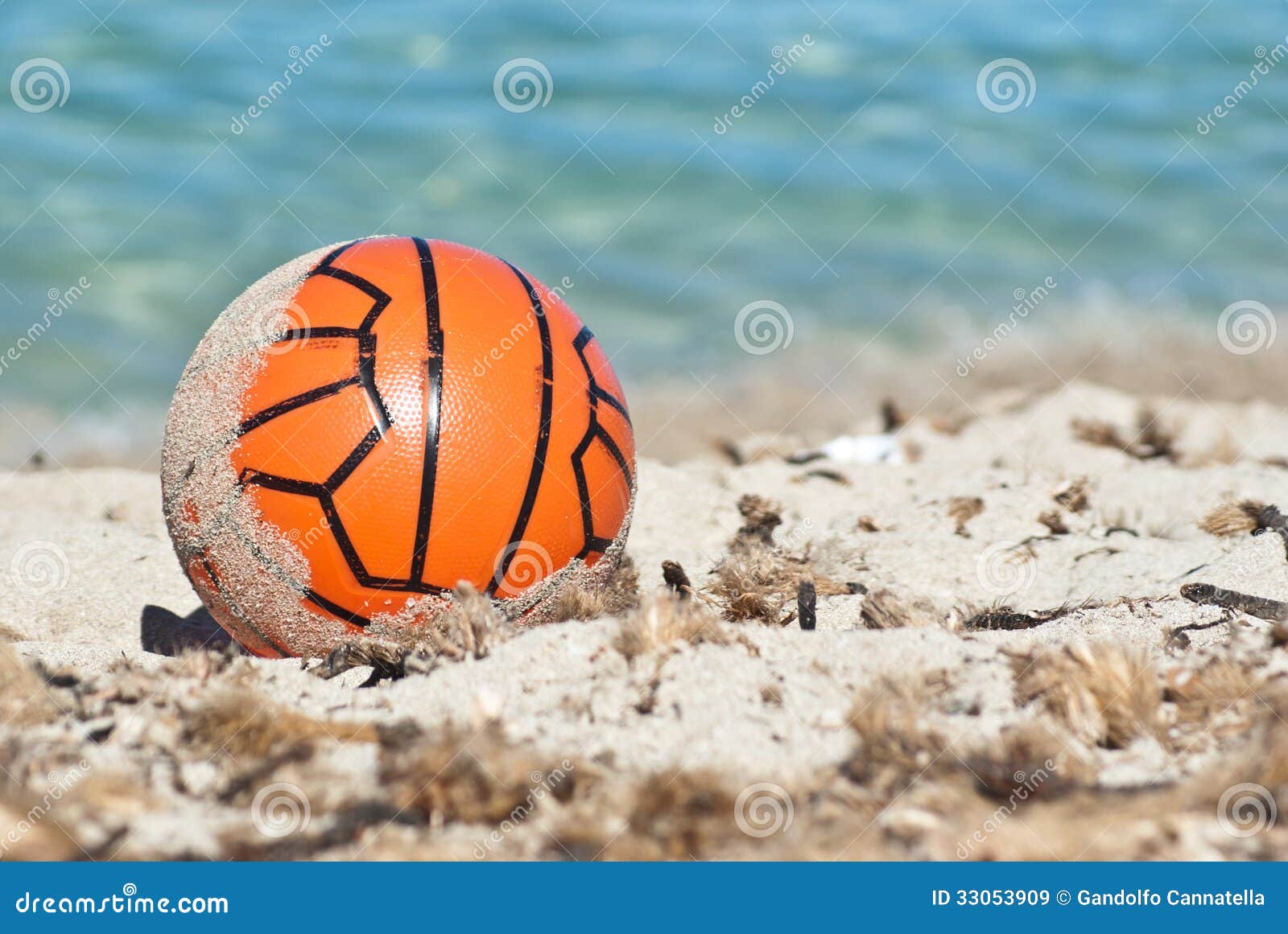 Red ball in the sand stock image. Image of beach, game - 33053909