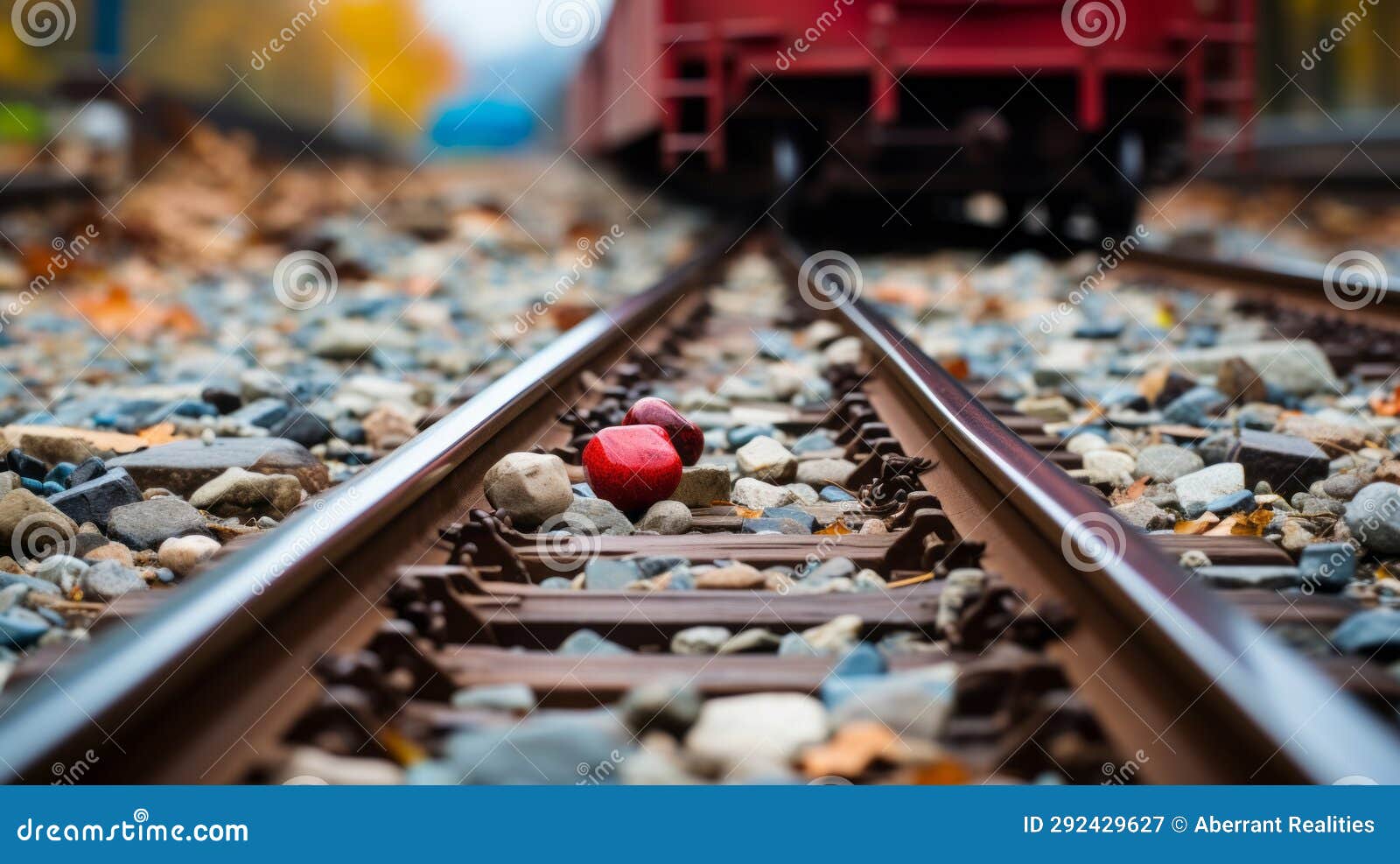 A Red Ball is Sitting on the Tracks of a Train Stock Illustration ...