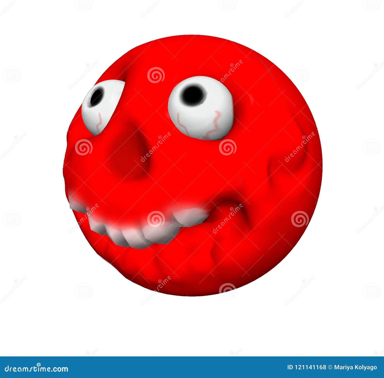 Red Ball with Teeth Laughing on White Background Isolate. Stock ...