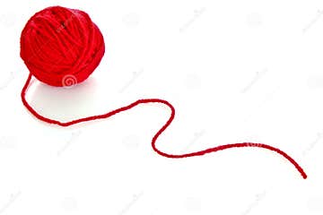 Red Ball of Woollen Red Thread Isolated Stock Image - Image of material ...