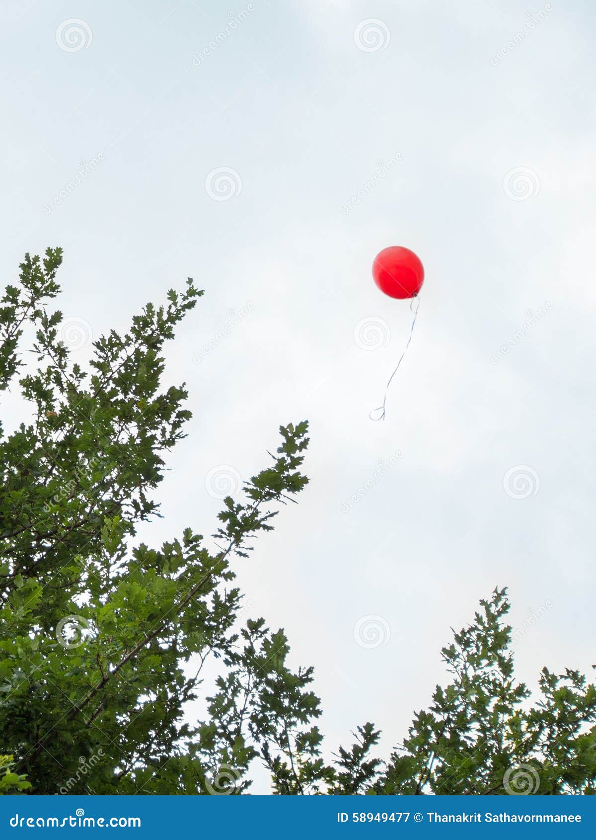 Red Balloon Floating into the Sky Stock Image - Image of blue, trees ...